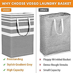 VOSGO Laundry Basket, 3-Pack 75L Waterproof Laundry Hamper, Collapsible Laundry Bag with Extended Handles, Organization Baskets for Clothes Toys, Family Dorm Room & Laundry Room Essentials, Grey