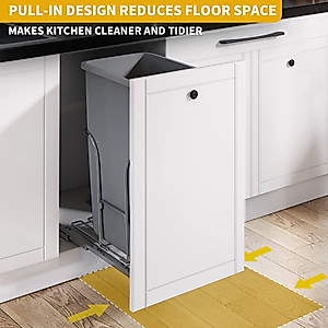 DWVO 50-Quart Pull-Out Trash Can with Lid Single Bins, Sliding Under Mount Kitchen Pullout Waste Container Trash Can, Gray