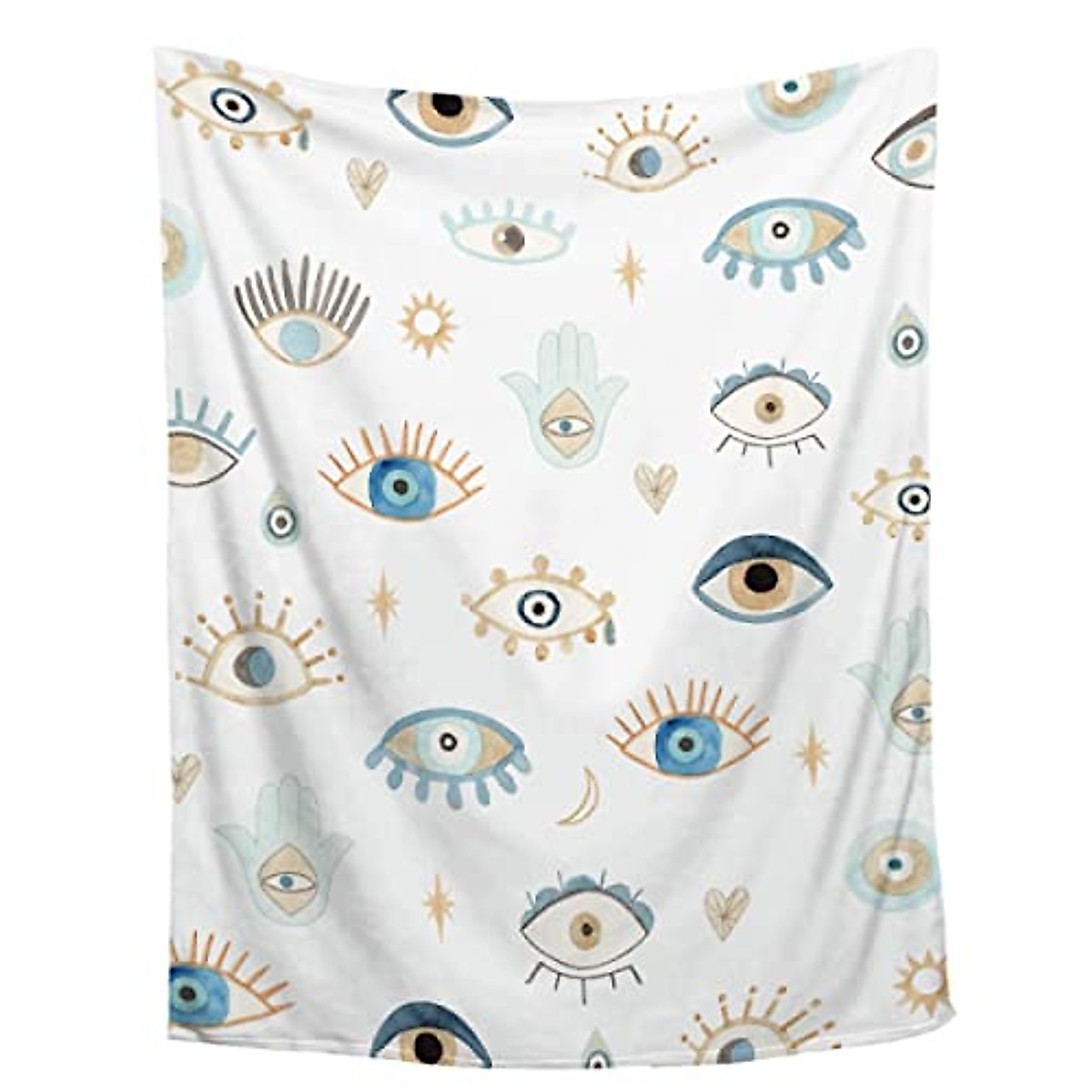 Amilient Evil Eye Pattern Throw Blanket Super Soft Fluffy Cozy Plush Fleece Blanket Decorative Fuzzy Lightweight Blankets for Sofa Couch Bed Camping, 50"x60"-Teens/Travel Size