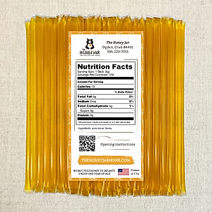 The Honey Jar Plain Raw Sticks - Pure Straws For Tea, Coffee, or a Healthy Treat - One Teaspoon of Flavored Honey Per Stick - Made In The USA with Real Honey - (100 Count)