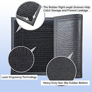 SNLSSTMKDGV Natural Rubber Outdoor Doormat with 'Home' Word Non Slip Ultra Absorbent Scratch Mud Door Mat for Front Door and Back Door, Garage, Garden, High Traffic Areas (Black, 17x29)