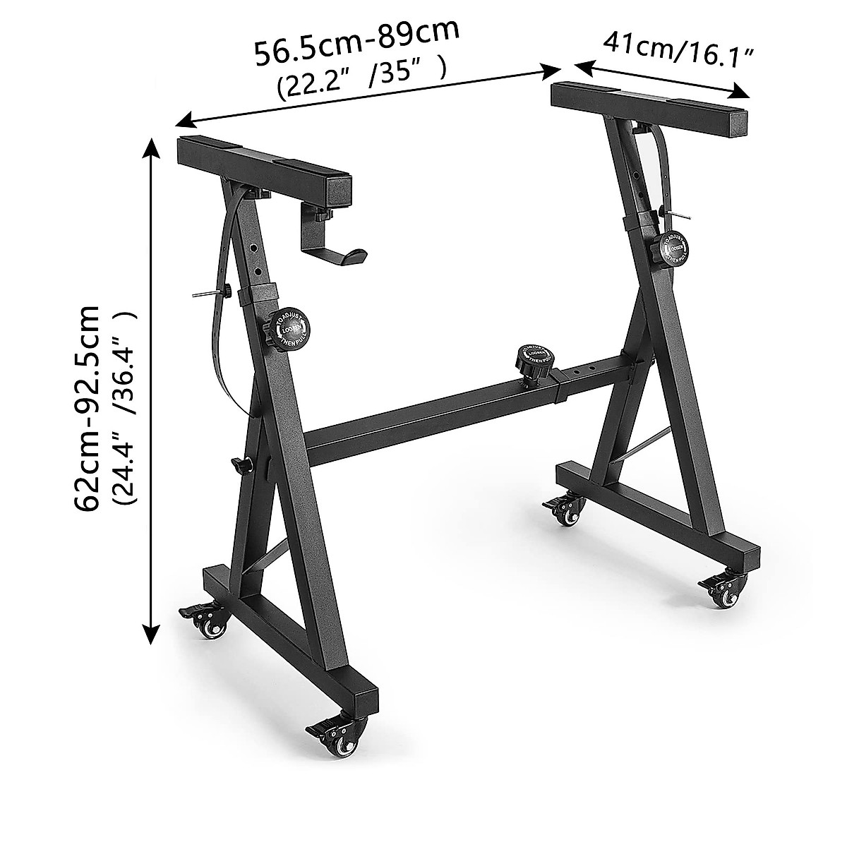 TORIBIO Piano Keyboard Stand with Rolling Wheels, Z Style Music Stand Fits for 54-88 Key Electric Pianos, Adjustable 22.2"-35"