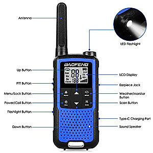 Walkie Talkies for Adults Long Range, BaoFeng Two Way Radio walkie-talkies 3 Pack Rechargeable Li-ion Batteries, 3 Miles 22 Channels USB Type-C Charger Auto Squelch for Biking Camping Hiking