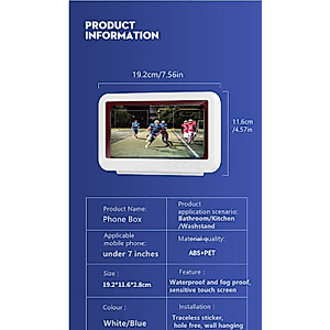 Profitsrollin Waterproof Shower Phone Holder,360° Rotation Shower Phone Case, Anti-Fog High Sensitivity Cover Mount Box for Bathroom Wall Mirror Bathtub Kitchen, Universal Phones Under 7 inch (White)