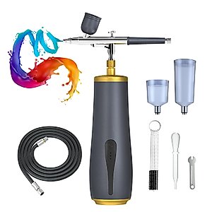 Cordless Airbrush Kit with Compressor,5200mAh Large Battery Capacity Portable Airbrush Painting Set,32 PSI High Pressure Dual Action Handheld Airbrush Gun Set for Painting,Make up,Nail Art,Model Color