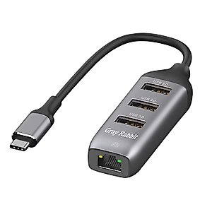 USB C to Ethernet Adapter,USB C to RJ45 10/100/1000 Gigabit Ethernet, USB C to USB 3.0 HUB, Compatible with MacBook Pro, iPad Pro, MacBook/Air, iPad Air 2020, XPS 15/13, Surface Book 2 …