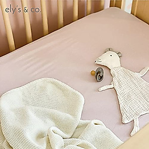 Ely’s & Co. Crib Sheet 2-Pack — Combed, 100% Jersey Cotton for Baby Girl — Rosewater Pink, Pin Dots & Gingko Leaves