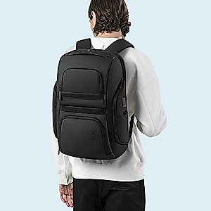 BANGE Trendy Laptop Backpack for Men Women Smart Fashion Casual Durable 15.6 Inch Polyester Bag with USB Port Anti Theft Waterproof 20L 1.37 KG W Business Travels Office Colleges Schools (Black)