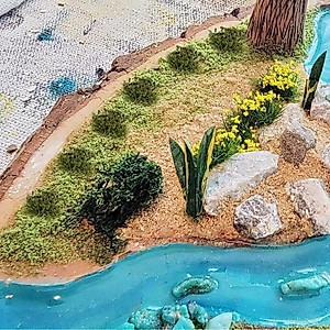 Warmtree 126 Pcs Static Grass Bushy Tufts Lowland Shrubs Tuft Terrain Model Kit for Train Landscape Railroad Scenery Sand Military Layout Model Miniature Bases and Dioramas