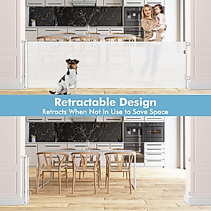 75 Inch Extra Wide Baby Gate for Wide Openings Indoor Outdoor Retractable Baby Gates Extra Wide Retractable Dog Gate Long Baby Gate Dog Gates for The House Extra Wide Child Gates for Doorways, White