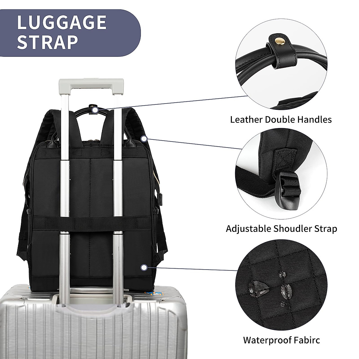 EMPSIGN 17 Inch Laptop Backpack for Women Men Work Laptop Bag Large Capacity with USB Port, Waterproof Purse Backpacks Teacher Nurse Travel Bags Casual Daypacks for School, College, Business, Black