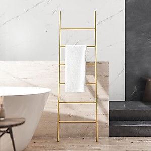 Standing Towel Racks 6 Tier Blanket Holder Blanket Ladder Rack Wall Mounted Metal Standing Towel Drying Storage Rack for Bathroom Floor (Size : Gold)