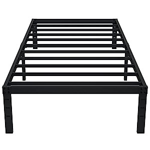 EMODA 14 Inch Twin Bed Frames No Box Spring Needed, Heavy Duty Metal Twin Platform Bed Frame, Noise Free, Easy Assembly, Black