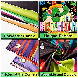 WATINC Mexican Fiesta Happy Birthday Backdrop Banner XtraLarge Mexico Cinco De Mayo Background May 5 Carnival Theme Party Decorations Supplies Photo Booth Props for Indoor Outdoor Wall 78 x 45 Inch
