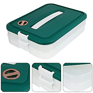YARNOW 3 Layer Refrigerator Dumpling Box, Stackable Dumpling Food Containers, Dumpling Box Bins Holder with Lids for Refrigerator (Green)