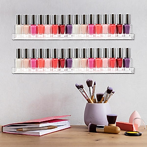 QWORK 15 Inch Invisible Acrylic Floating Wall Ledge Shelf, 6 Pcs, Transparent Wall Mounted Book and Storage Shelves for Nursery, Bathroom, and Kitchen