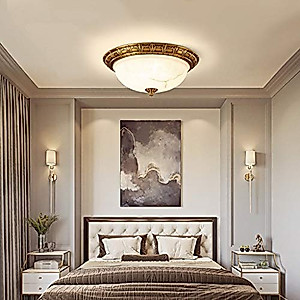 Ceiling Light Fixture European Retro Style Copper Art Circular Ceiling Lamp, Glass Lampshade, Bedroom Study Office Ceiling Lamp, Simple Entrance Balcony Ceiling Lamp Ceiling Lights Ceiling Lamp