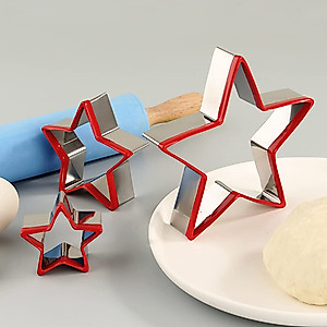 Star Cookie Cutters Set of 3, Stainless Steel Star Shape Cutters for Sandwich Biscuit Fondant Cake Cheese