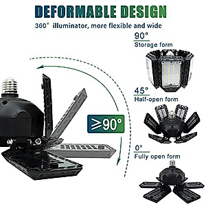 2-Pack LED Garage Lights, 160W Garage Light, 16000LM 6500K Garage Lights Ceiling Led Bulb with 6+1 Adjustable Panels, Garage Led Light Fixtures, LED Shop Light for Garage Basement Workshop Attic