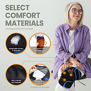 Knee Heating Pad, Heated Knee Brace Wrap, Heat Pad for Knee Pain Relief, Knee Fatigue, Arthritis, 3 Temperature Levels Gifts for Women Men