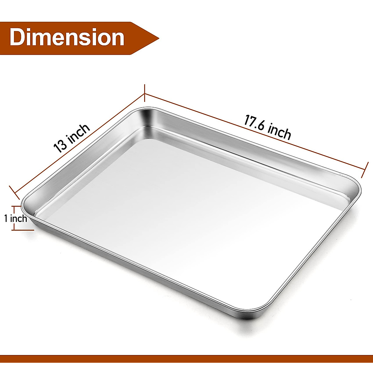 TeamFar Baking Sheet, 17.6’’ x 13’’ x 1’’ Stainless Steel Large Cookie Sheet Half Baking Pans, Non-toxic & Healthy, Easy Clean & Dishwasher Safe, Heavy Duty & Sturdy- Set of 2