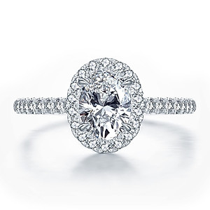 WSX 10 14 18 Cararts Real Gold Engagement Rings 1ct Oval Moissanite Ring, Halo Ring Name Custom Wedding Promise Gifts