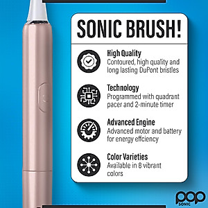 Pop Sonic Go Plus Travel Toothbrush | Travel Electric Toothbrush (Rose Gold) Toothbrush w/ 2 Speeds -18000-24000 Vibrations Per Minute - The Ultimate Traveltoobrush Set | 8+ Colors to Choose from