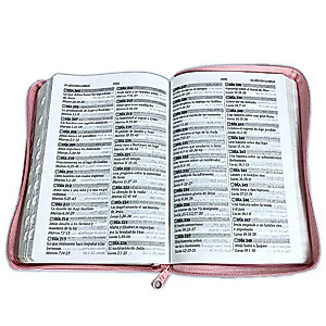 Biblia para Mujer con Cierre Letra Grande 12 puntos Concordancia Amplia Reina Valera 1960 rosada con indice