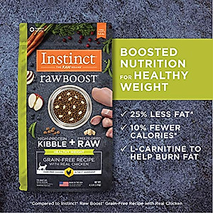 Instinct Raw Boost Healthy Weight, Natural Dry Cat Food with Freeze Dried Pieces, Grain Free Recipe - Real Chicken, 4.5 lb. Bag