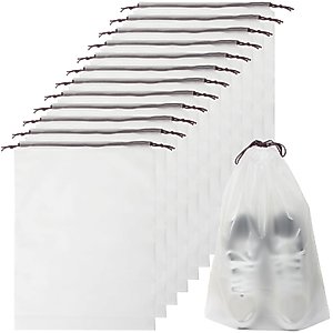 JSIWOTH 12Pcs Shoe Bags For Travel, 11.8in X 15.7in Large Clear Shoes Storage Organizer with Drawstring, Waterproof Travel Storage Bags for Packing Dust Bags for Men and Women
