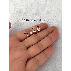 Minimalist Flat Screw Back Stud Earrings for Women,Safety Screw on Flatback CZ Earrings for Cartilage Helix Piercing Hypoallergenic (3mm CZ, Gold)