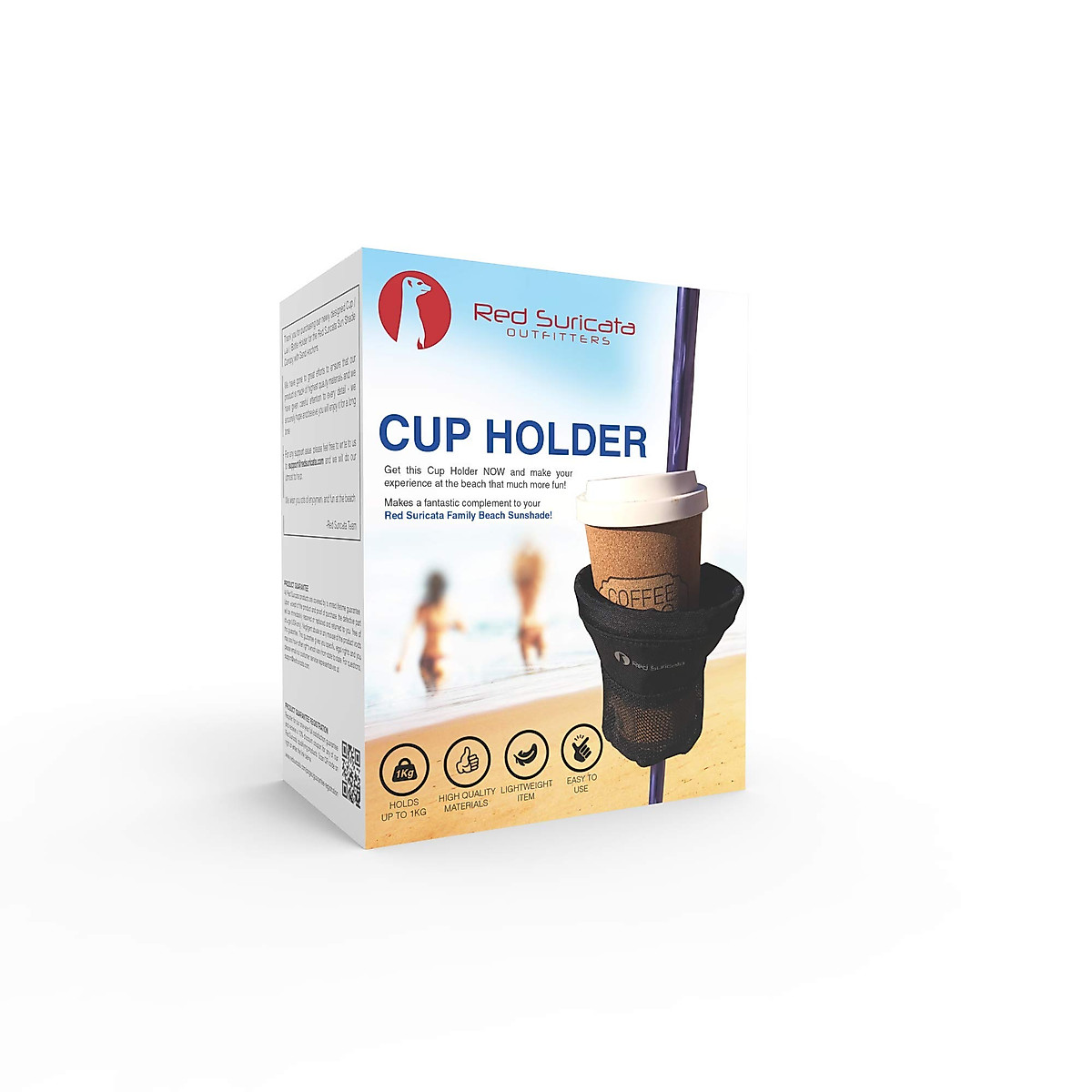 Red Suricata Cup Holder for Drinks – Accessory for Sun Shade Canopy Tent – Attaches to Tent Pole – Holds one Beverage (Cup, Bottle or Can)