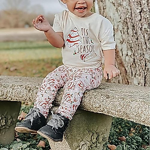 Infant Toddler Baby Boy Girl Christmas Outfit Tis The Season Sweatshirt Top Christmas Tree Cake Pants Set My 1st Xmas Clothes (Beige, 18-24 Months)