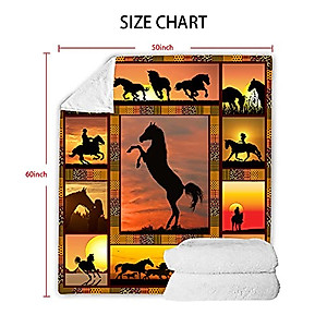 Horse Blanket Animal Print Throw Blanket 320 GSM Ultra-Soft Warm Fuzzy Plush Lightweight Fleece Blankets for Bed Sofa Travel (Twin-80x60)
