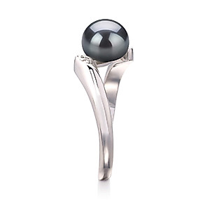 Dana Black 6-7mm AAA Quality Freshwater 925 Sterling Silver Cultured Pearl Ring For Women - Size-7