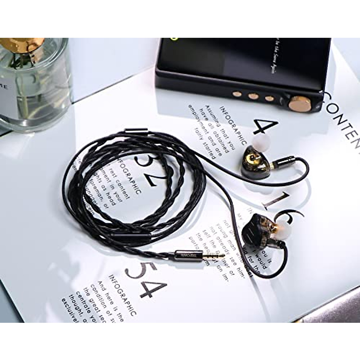 Linsoul Tripowin Zombur 4N High Purity OFC Oxygen Free Cable HiFi IEM Cable with Microphone, Cotton Yarn Outer Layer for Audiophile Replacement Cable (with MIC, 3.5, 2PIN)