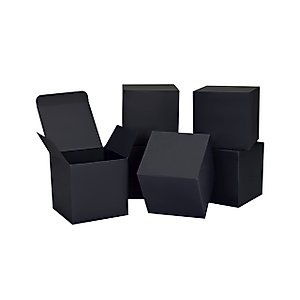 HUAPRINT Black Gift Box,Gift Boxes with Lids 4x4x4inch,24pcs Paper Gift Box Bulk,Gift Boxes for Presents,Birthday,Bridesmaid Proposal,Groomsmen Engagements,Baby Showers,Christmas,Wedding Party Favor,Cupcake,Crafting,Holidays