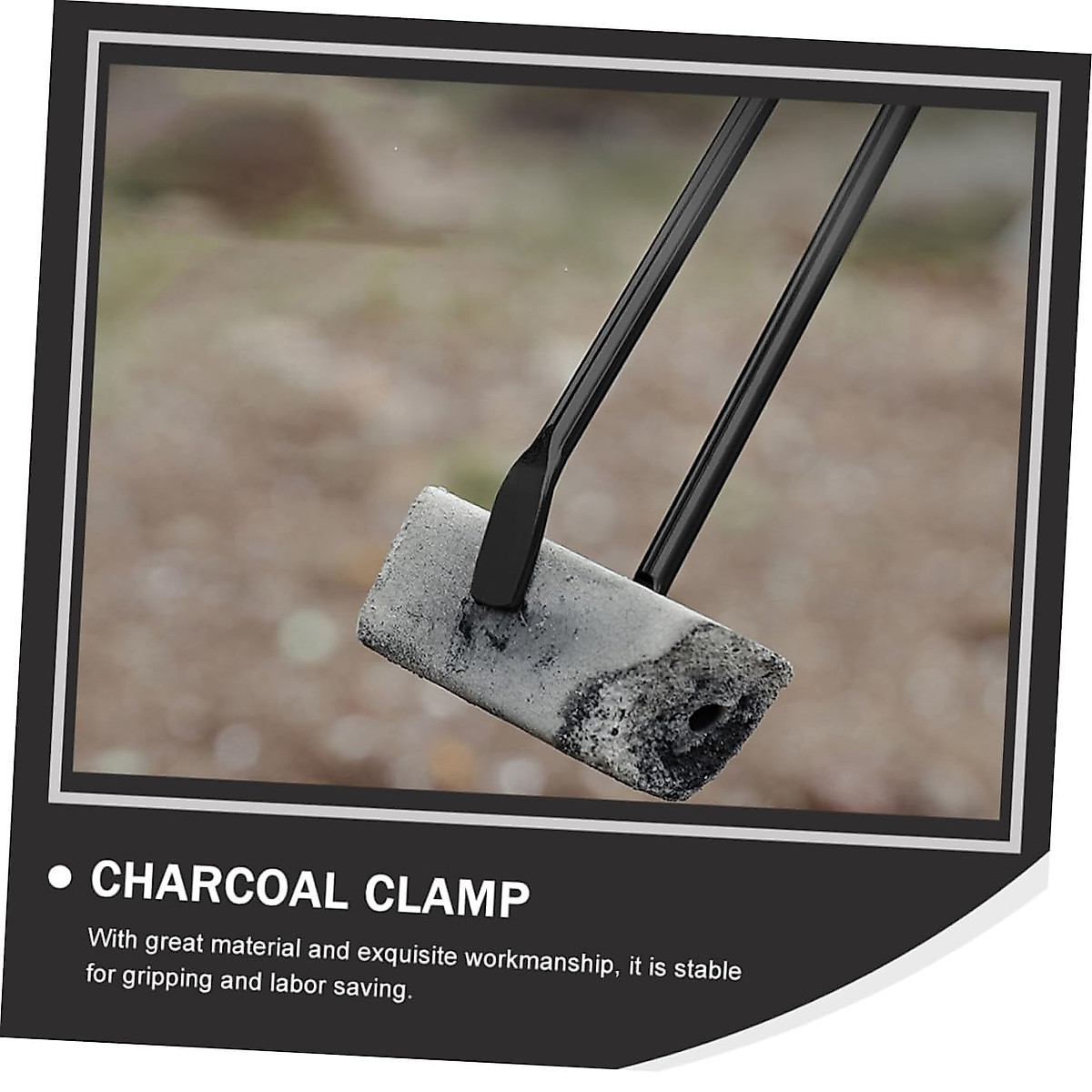 Happyyami Tongs Grill Outdoor Camping BBQ Outdoor BBQ Fireplace Charcoal Clamps Charcol Barbecue Trash Pickup Grabber Iron Long Charcoal Tong Charcoal Plier Camping Supply Large Pen Holder