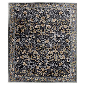 Old Hand Made Floral Blue Tulip Traditional Persian Oriental Woolen Area Rugs (9'x12')