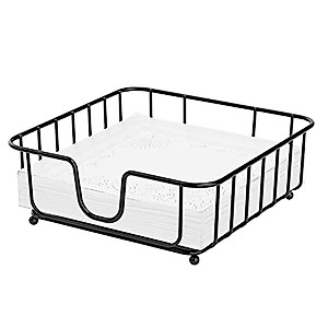 Napkin Holder for Table, GMFINE Black Napkin Holder for Kitchen & Dining Table, Modern Neat Metal Napkin Holder, 6.9" x 6.9" x 2.2" Inside Size