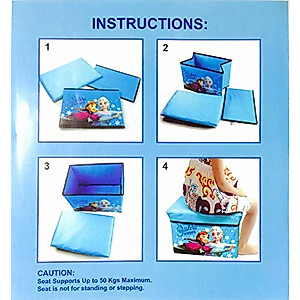 Disney Princess Elsa Anna & Olaf Foldable Storage Box & Stool (BLUE)