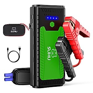 Car Battery Jump Starter, SUHU 1500A Peak 18000mAh Safe Lithium Car Battery Starter, 12V Car Auto Battery Booster (Up to 7L Gas/5.5L Diesel Engine) with QC 3.0 Fast Charge, 2*USB Port &LED Flashlight