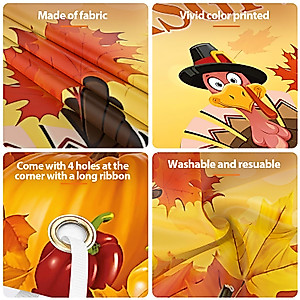 Thanksgiving Backdrop Thanksgiving Party Decorations Happy Fall Party Banner Birthday Banner Backdrop for Kids Party (Orange)