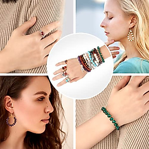 UnityStar 535pcs Bracelet Making Kit, Stone Beads for Jewelry 8mm Crystal Natural Gemstone Bracelets Earrings Necklaces Rings DIY, Gift Couples Lovers (UT0032A)