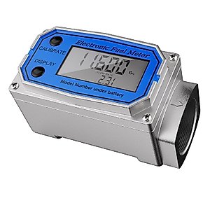 Fuel Meter 3/4 Inches, Digital Turbine Fuel Flow Meter 2.5-31 GPM Aluminum Alloy Engineered, Industrial Grade Fuel Transfer Meter for Water, Diesel, Gas Oil, Gasoline, Supports Gallon, QTS, PTS, L, m³