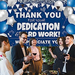 We Appreciate You Banner Decorations Blue Silver Thank You Banner Thank You for All You Do Backdrop for Teacher Employee Staff Doctors Nurse Poaster Volunteer Appreciation Week Party Decor