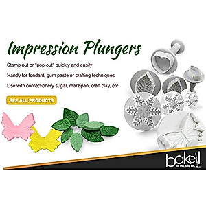 4 PC Set Daisy Flower Impression Plunger Pop-out Cutters - Fondant/Gumpaste Pop-out Plunger Tools from Bakell