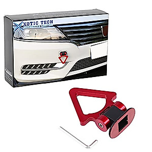 Xotic Tech Sport Track Racing Style Tow Hook Triangle Stick On Front Bumper Compatible with Car SUV Truck (Red)