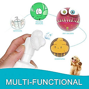 PUPMATE Paw Cleaner, No-Rinse Waterless Shampoo Dogs Cats Feet Cleaning Silicone Pet Grooming Brush, Rose Scent, 6.8 oz, Unique Design Pet Shampoo