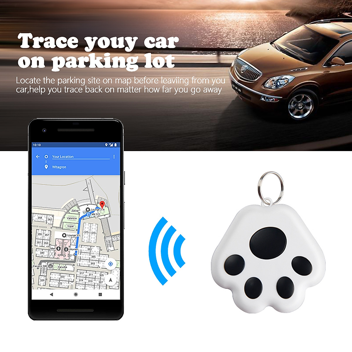 Bluetooth Tracker Key Finder Paw GPS Tracker Wireless Two Way Locator Devices Selfie Accessories Anti-Lost Alarm Wallet Key Luggage Child Pet Finder Mini Smart Tracker (Pink, PAW)